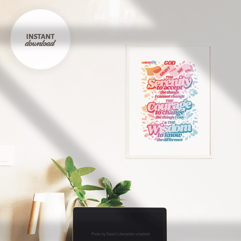 Serenity Prayer Digital File Poster, AA, 12 Steps, Uplifting ...