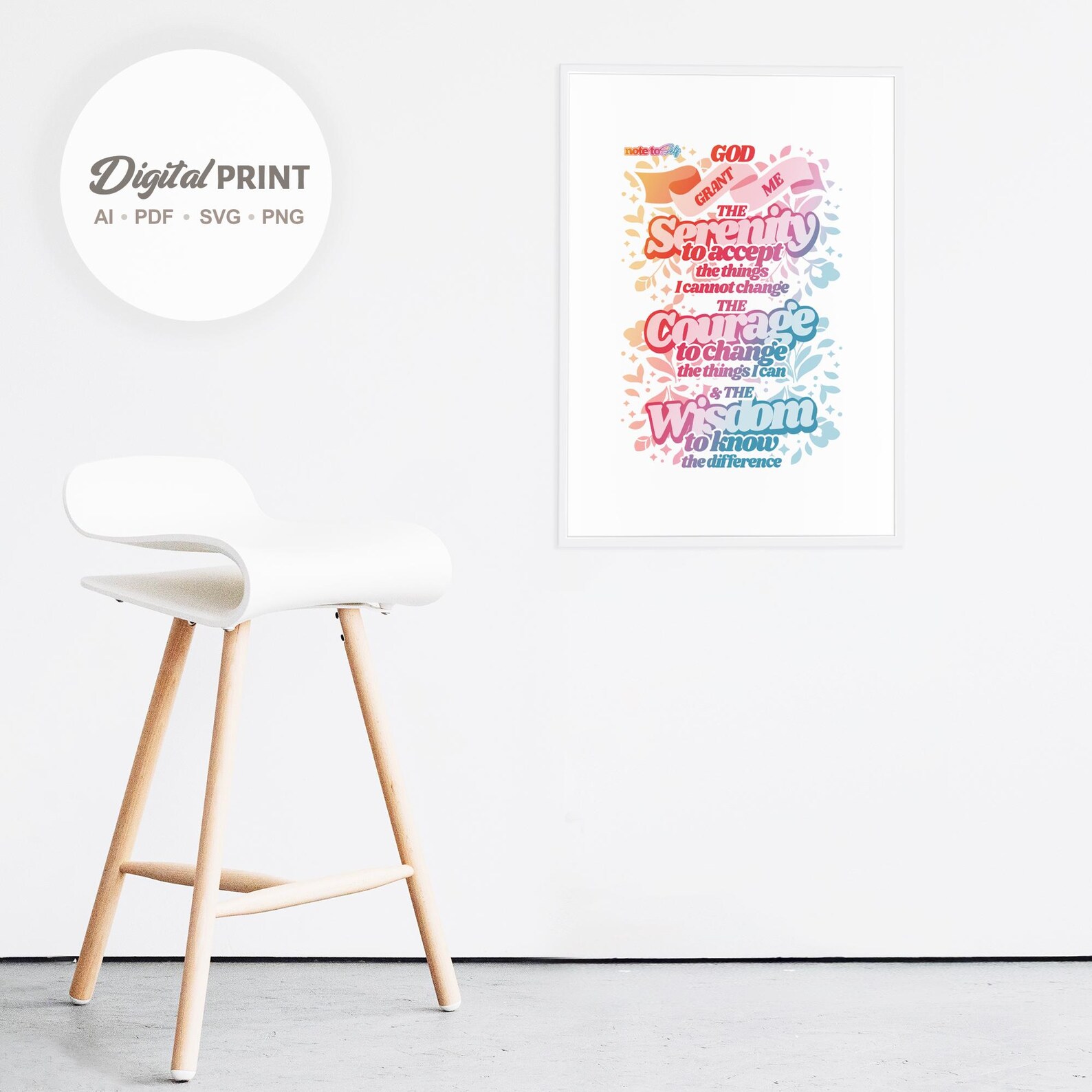 Serenity Prayer Digital File Poster, AA, 12 Steps, Uplifting ...