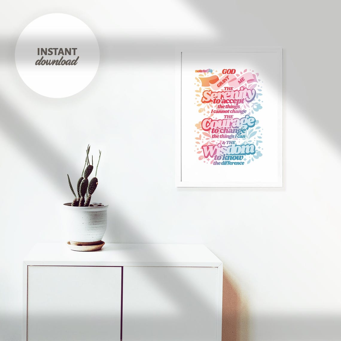 Serenity Prayer Digital File Poster, AA, 12 Steps, Uplifting ...