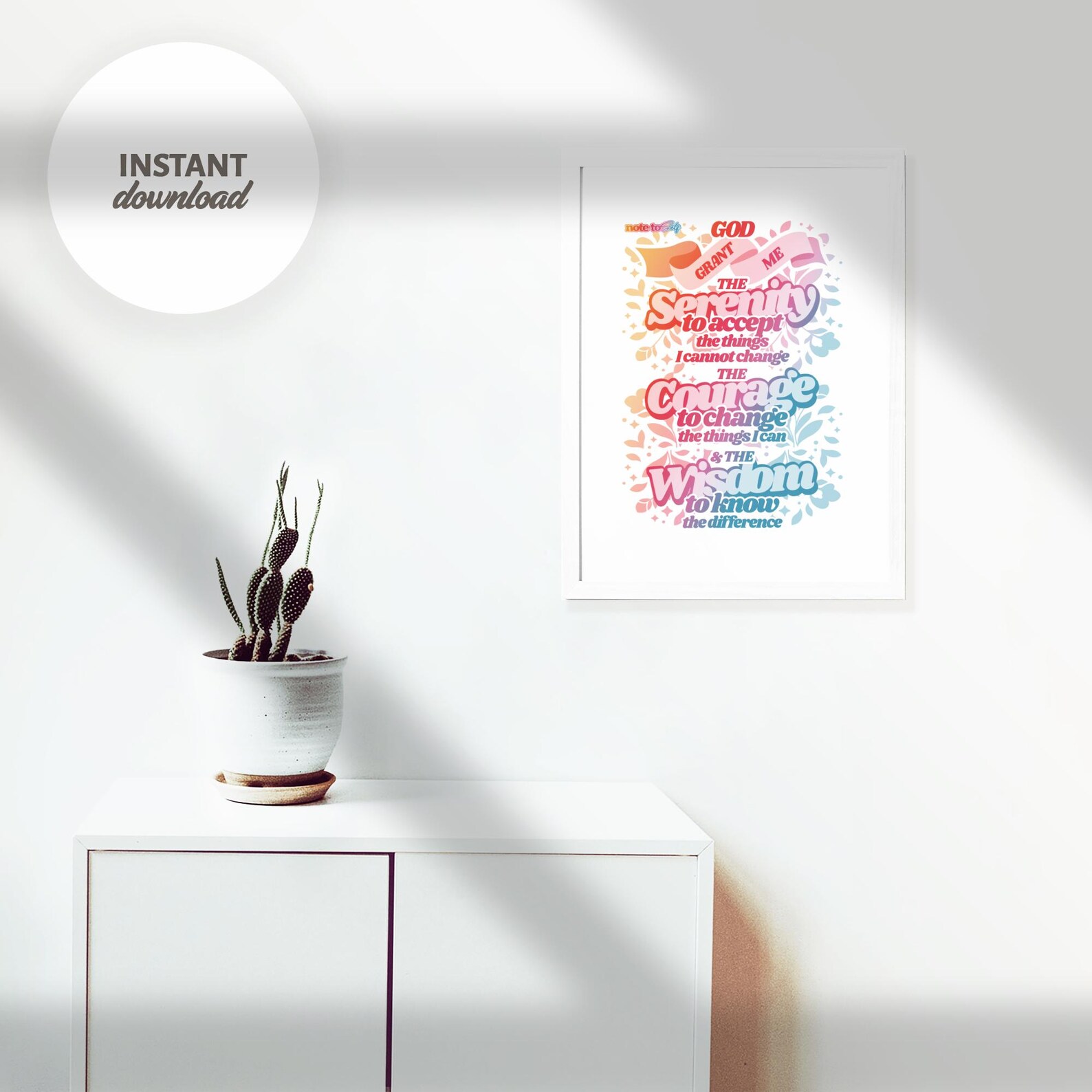 Serenity Prayer Digital File Poster, AA, 12 Steps, Uplifting ...