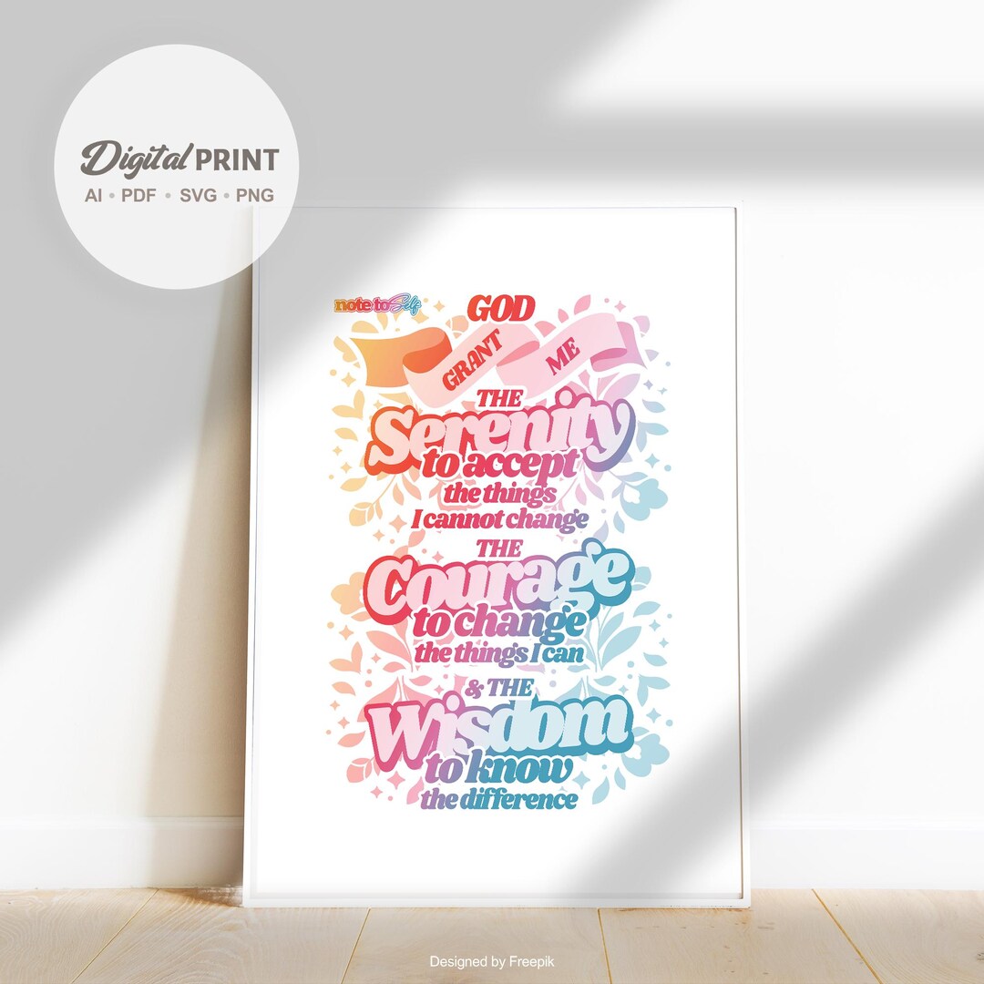 Serenity Prayer Digital File Poster, AA, 12 Steps, Uplifting ...