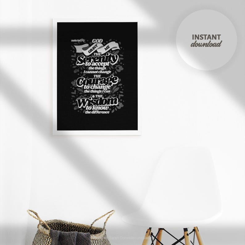 Serenity Prayer Digital File Poster, AA, 12 Steps, Uplifting ...