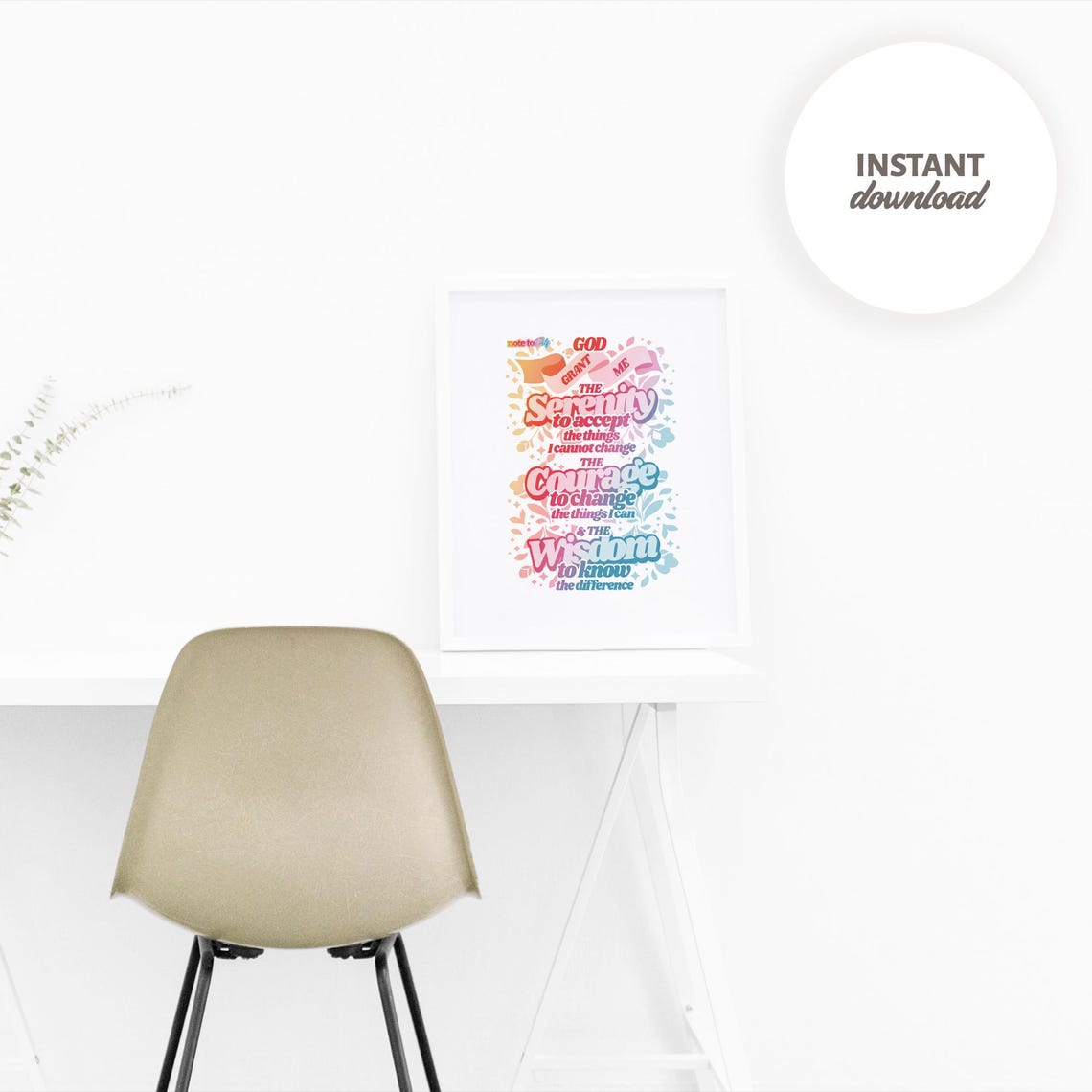 Serenity Prayer Digital File Poster, AA, 12 Steps, Uplifting ...