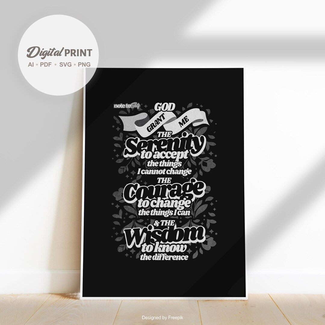 Serenity Prayer Digital File Poster, AA, 12 Steps, Uplifting ...