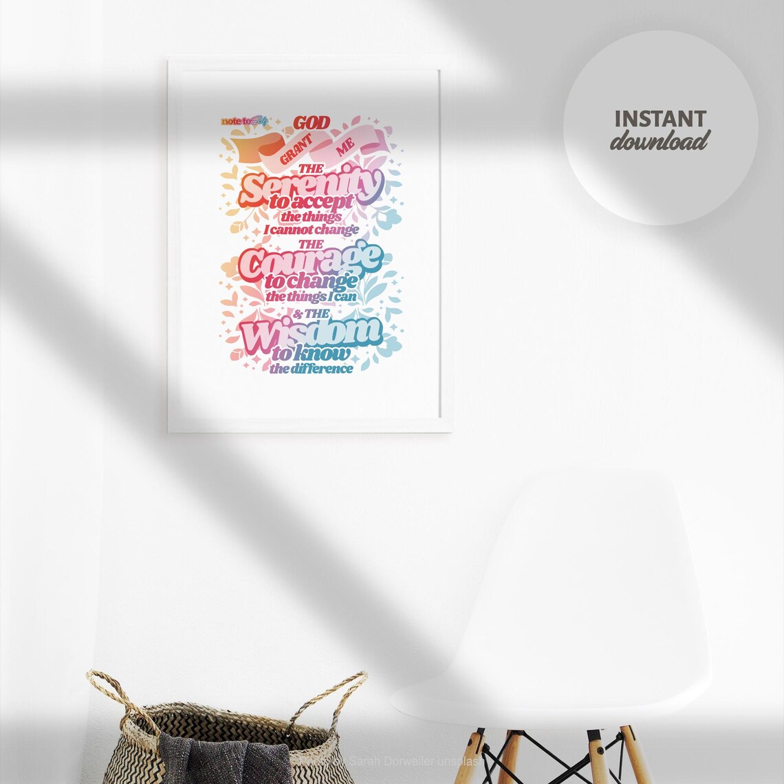 Serenity Prayer Digital File Poster, AA, 12 Steps, Uplifting ...