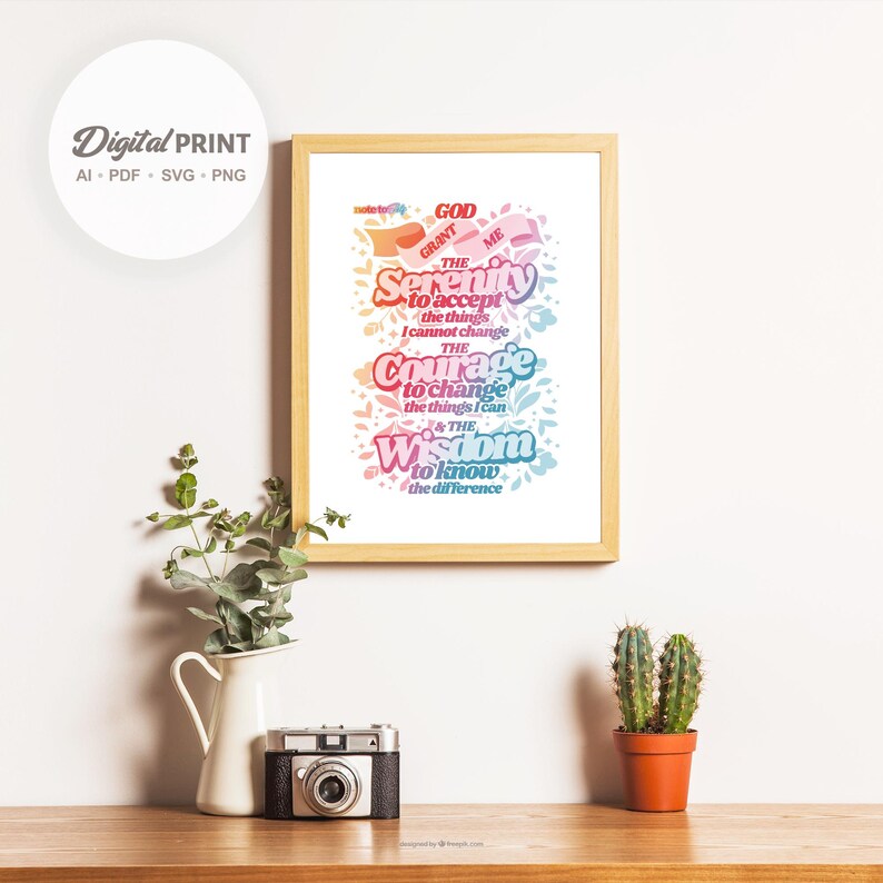 Serenity Prayer Digital File Poster, AA, 12 Steps, Uplifting ...