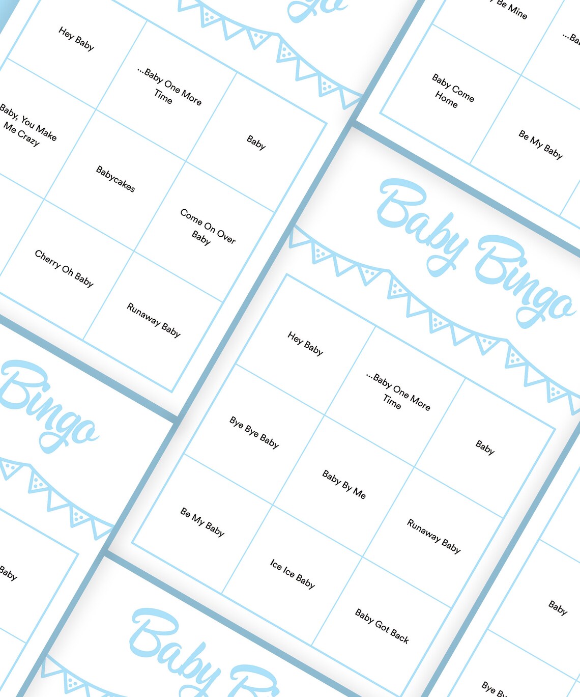 12 Prefilled Baby Bingo Music Cards, Unique Baby Shower Games ...