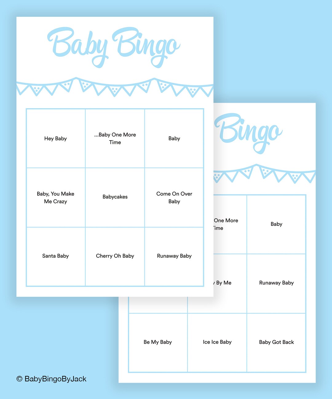 12 Prefilled Baby Bingo Music Cards, Unique Baby Shower Games ...