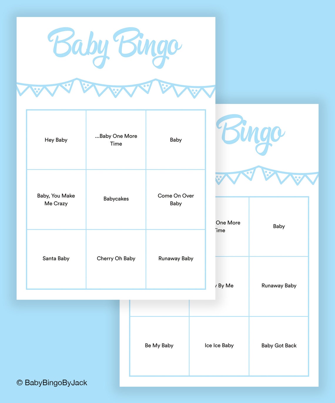 12 Prefilled Baby Bingo Music Cards, Unique Baby Shower Games ...