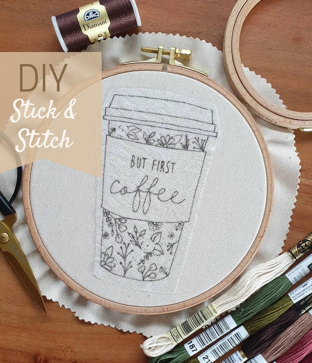 Stick and Stitch, Embroidery Template, Coffee, Sticker, Embroidery ...