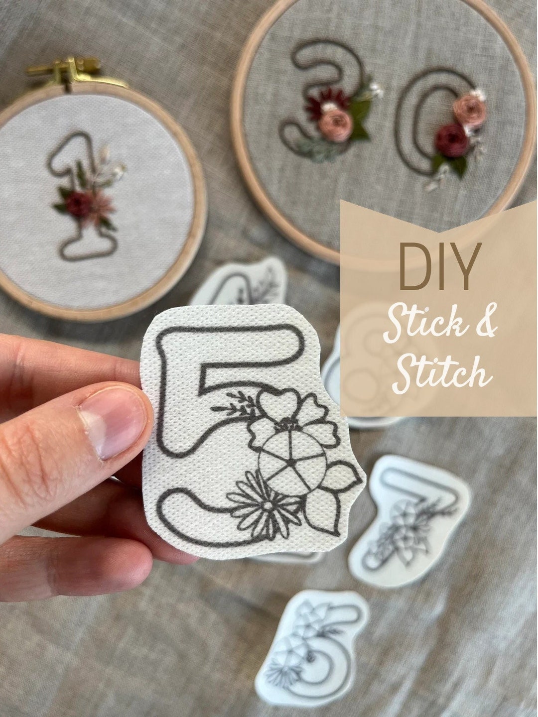 Stick and Stitch, Embroidery Template, Birthday, Numbers, Water-soluble ...