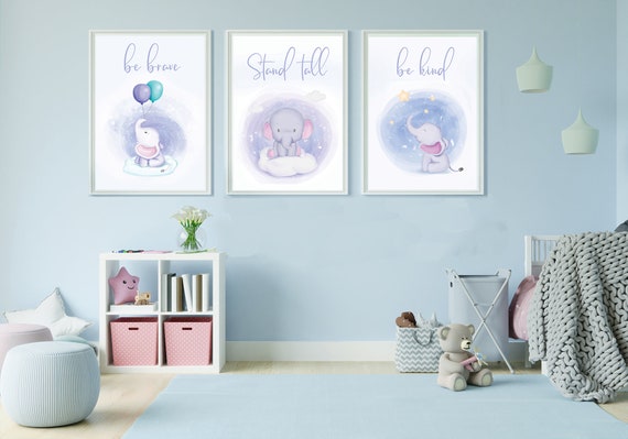 Set of 3 Baby Elephant Printable Posters for Baby and Kids | Etsy