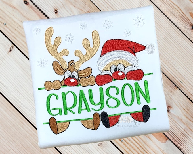 Personalized Santa Claus Shirt for Girls or Boys - Embroidered Santa ...