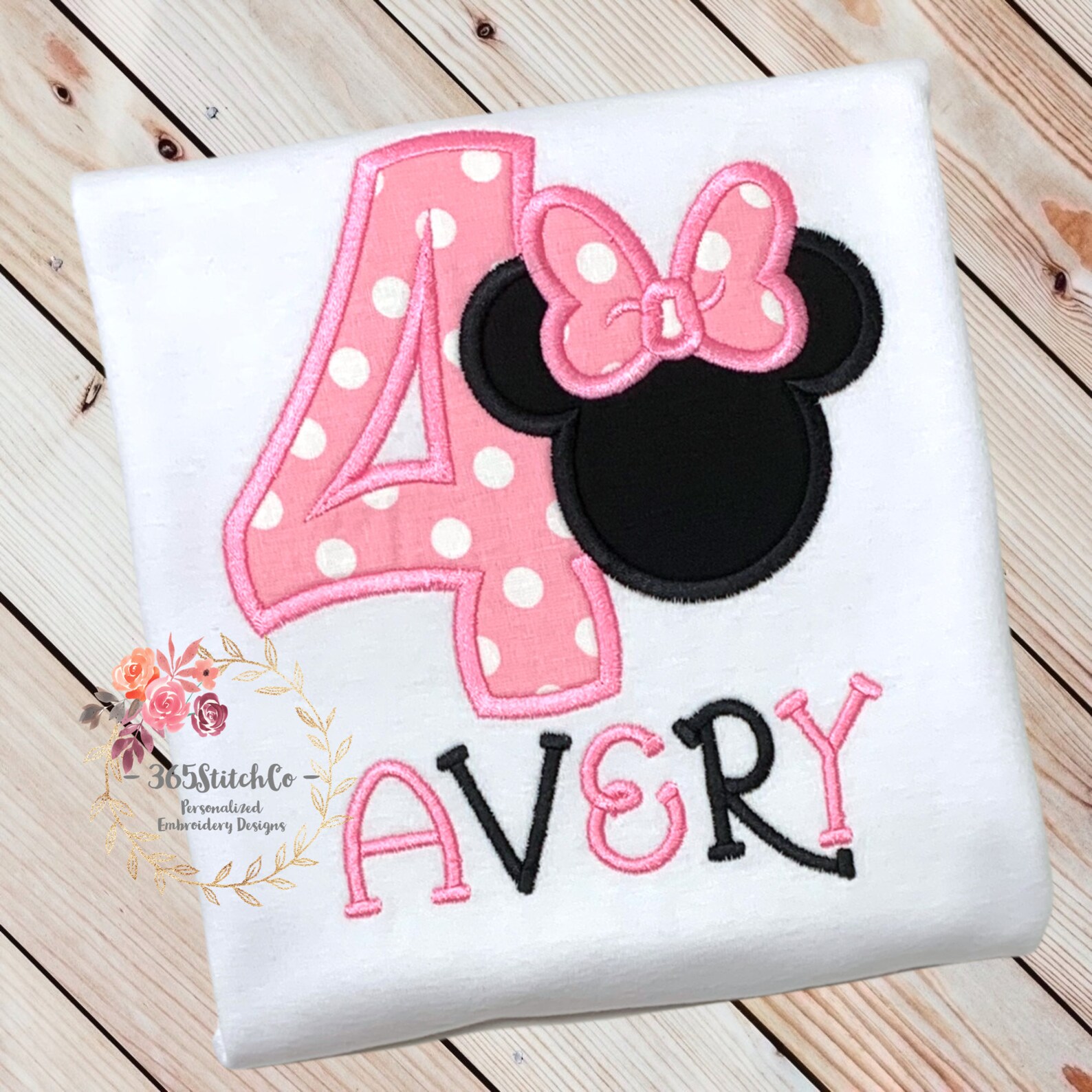 Minnie Mouse 4th Birthday Shirt, Light Pink, Minnie Mouse Fourth ...