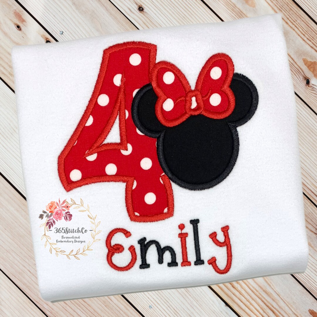 Minnie Mouse 4th Birthday Shirt, Minnie Mouse Fourth Birthday Shirt ...