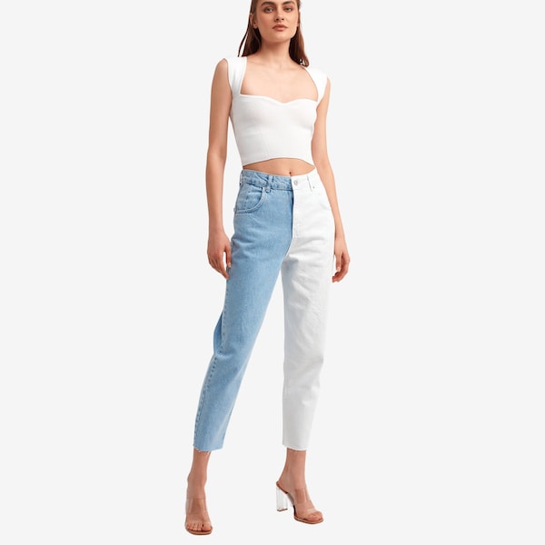 Two Tone Jeans - Etsy