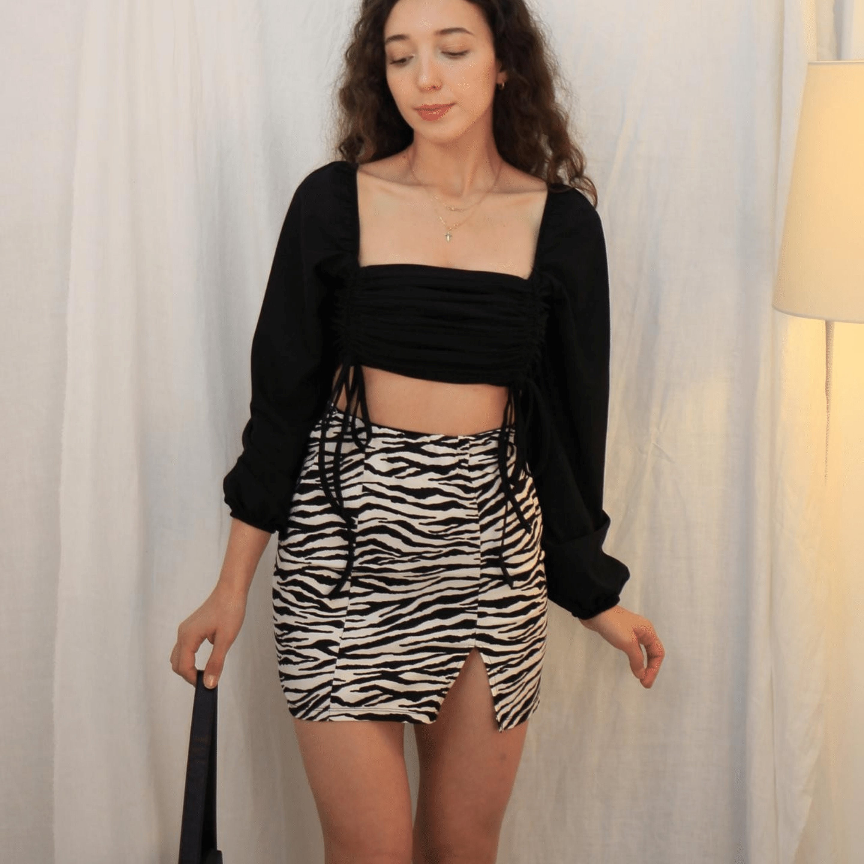 Zebra Pattern Mini Skirtblack White Mini Skirt With Side - Etsy UK