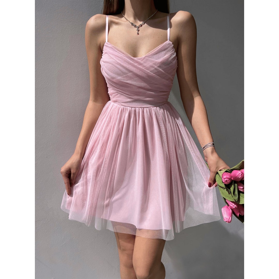 Mini Pink Tulle Dress Tulle Dress Pink Corset Tulle Dress Etsy