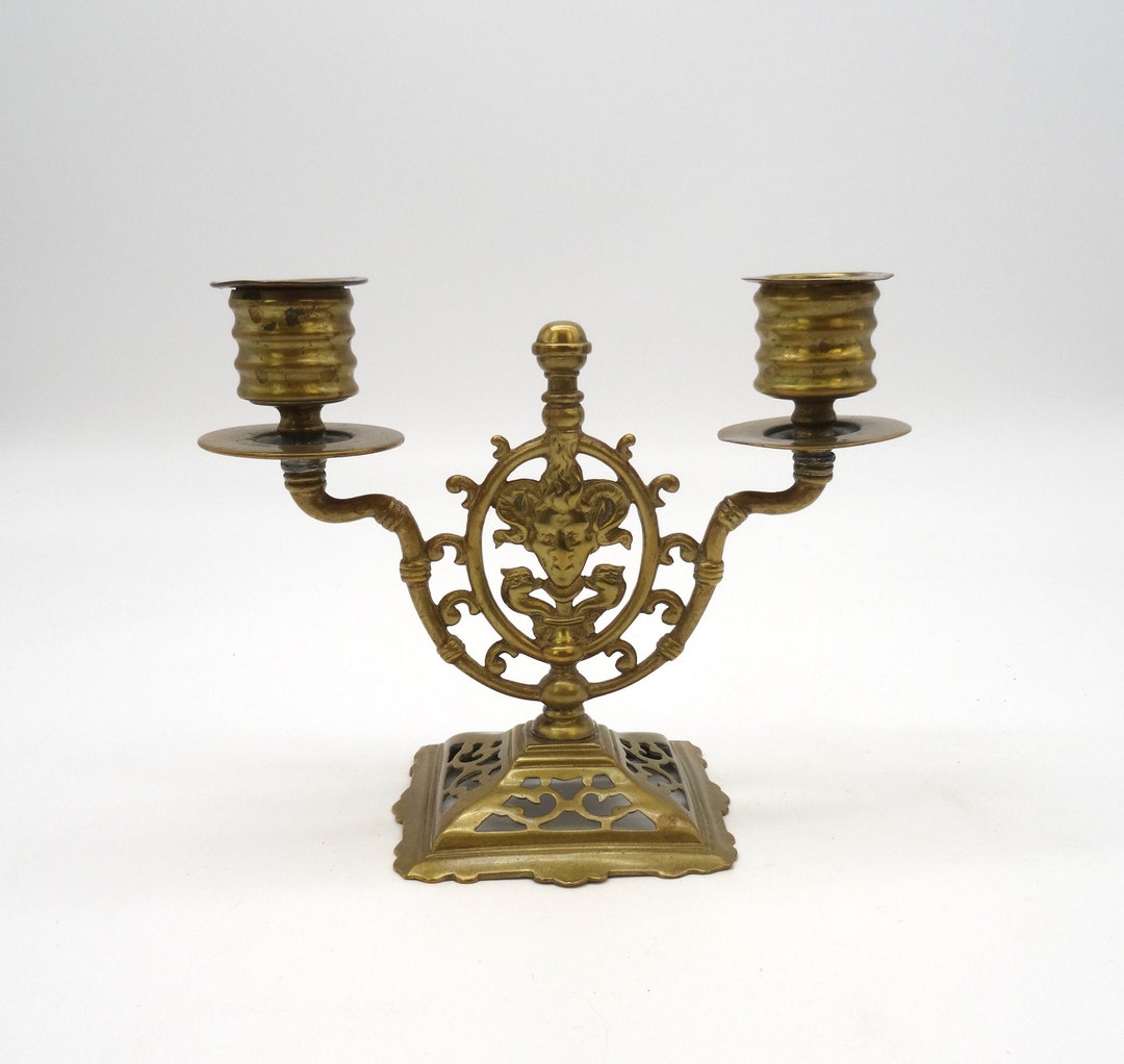 Rare Antique Brassed Metal Devil Face Candlestick Germany About 1890 - Etsy