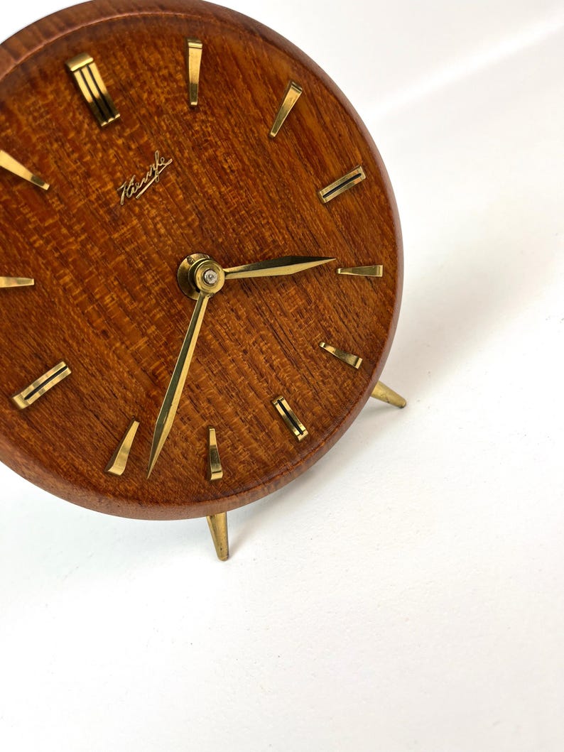Beautiful Mid Century Danish Modern Teak and Brass Desk Clock by ...