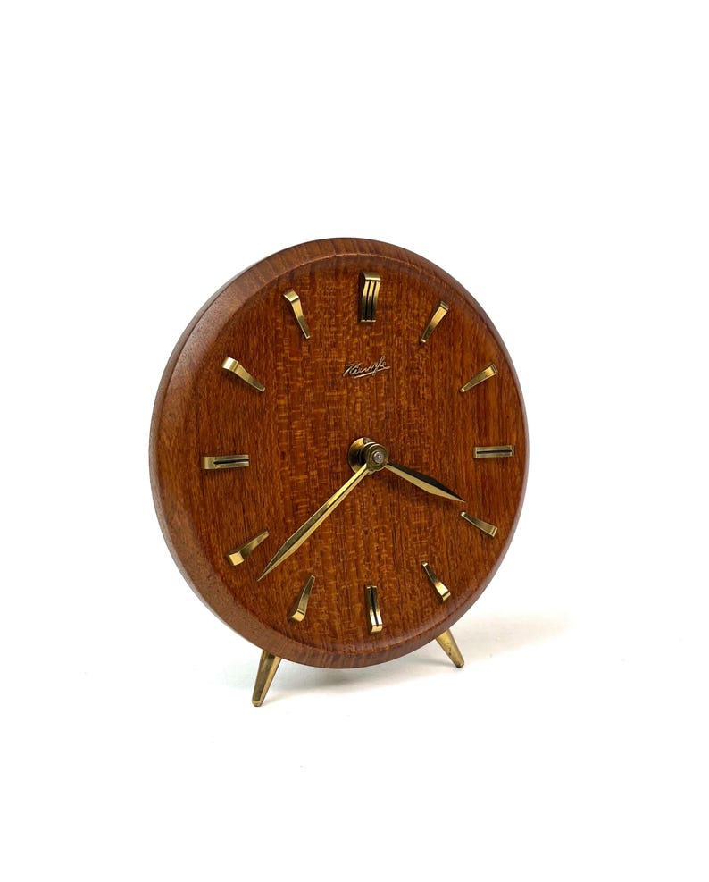 Beautiful Mid Century Danish Modern Teak and Brass Desk Clock by ...