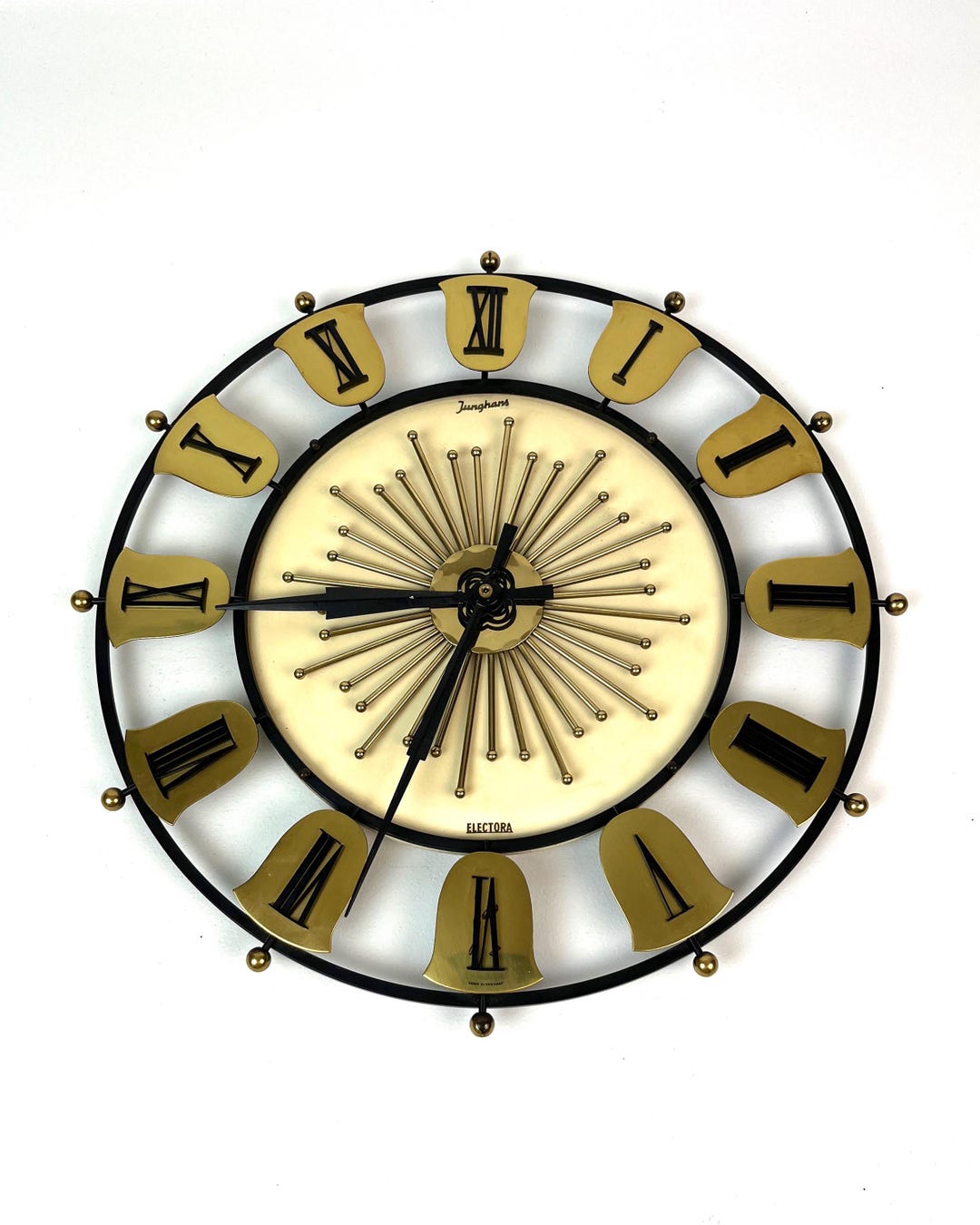 Rare Mid Century Sunray Brass Wall Clock by Junghans Germany 1960 - Etsy