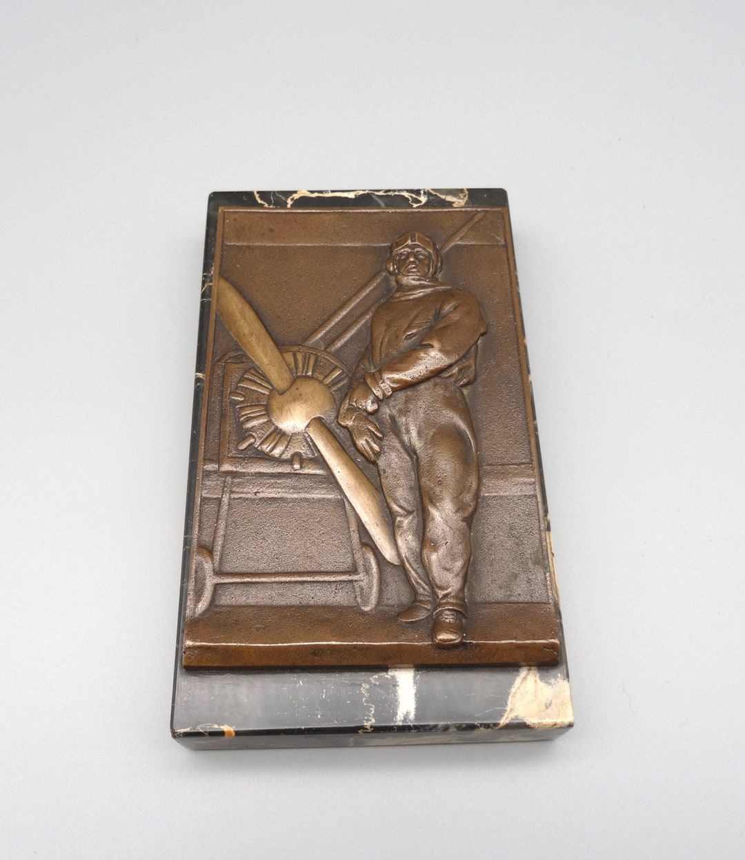 Rare Art Deco Aviator Pilot Airplane Solid Bronze Cast Sculpture ...