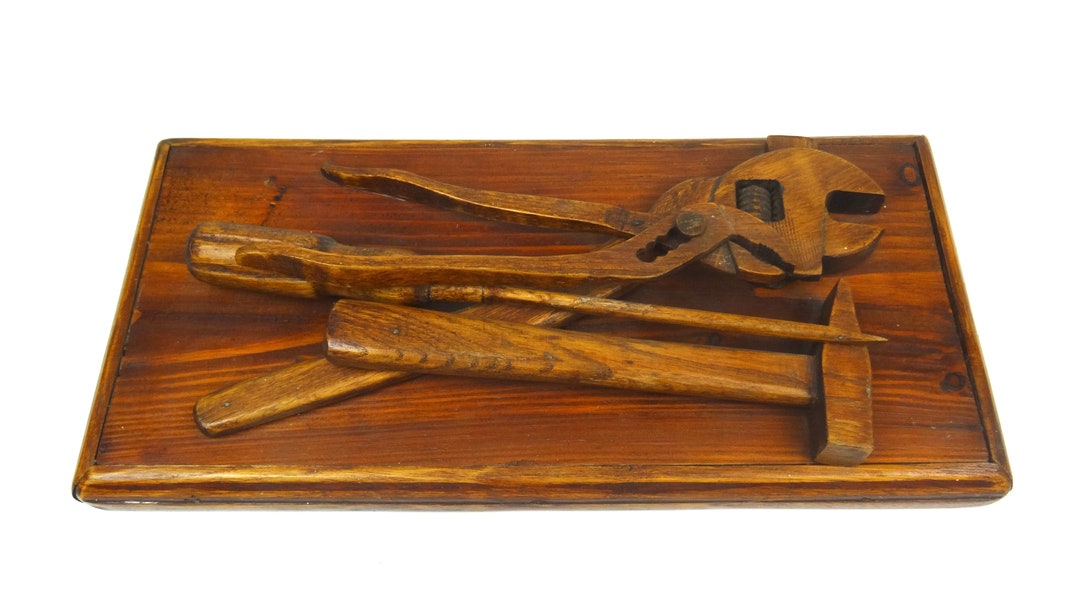 Breathtaking Antique Wooden Hand Carved Art Deco Tools Wall Art ...