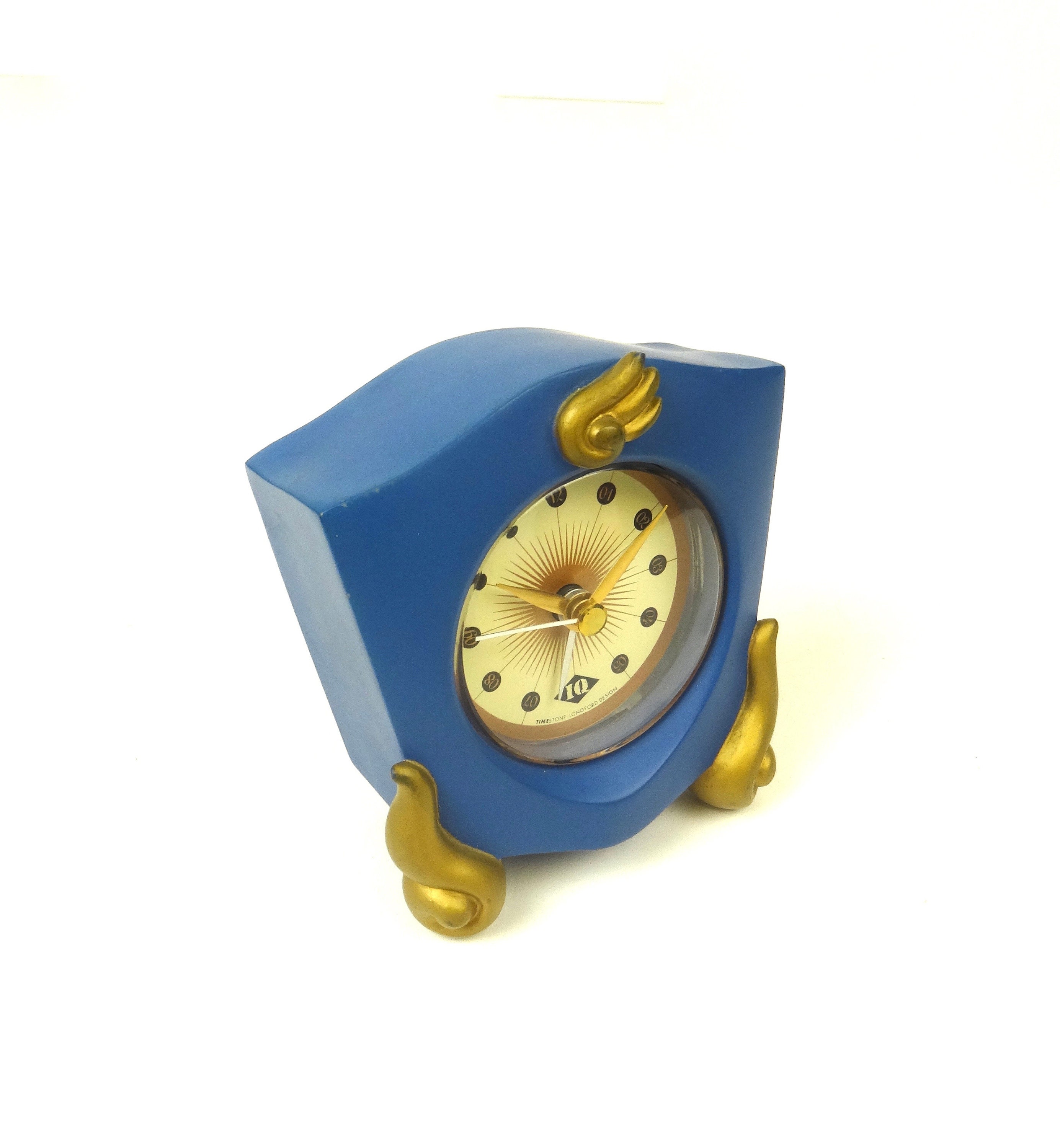 Lovely 80s Postmodern Blue & Gold Desk Clock by Timestone - Etsy
