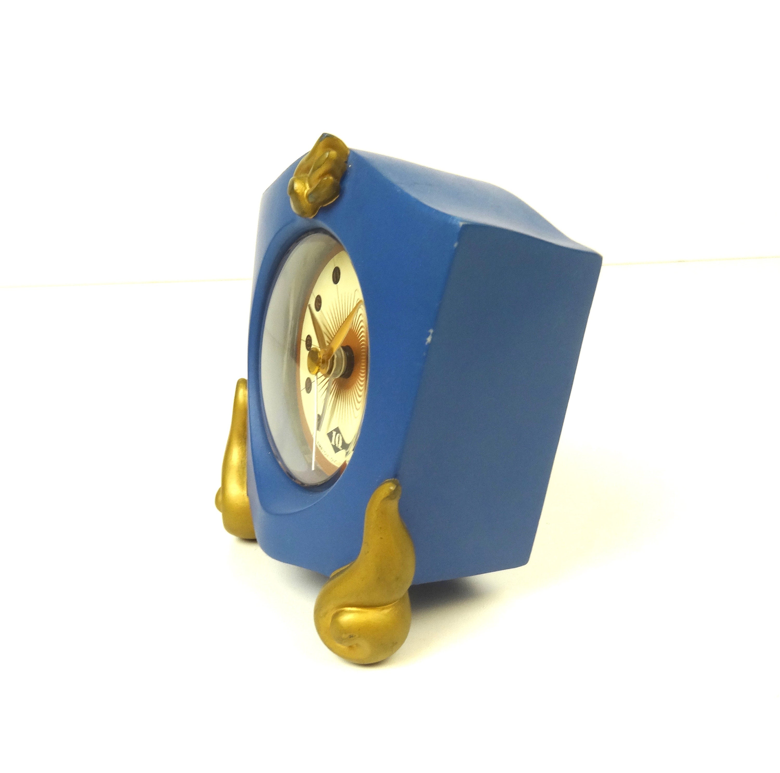 Lovely 80s Postmodern Blue & Gold Desk Clock by Timestone - Etsy