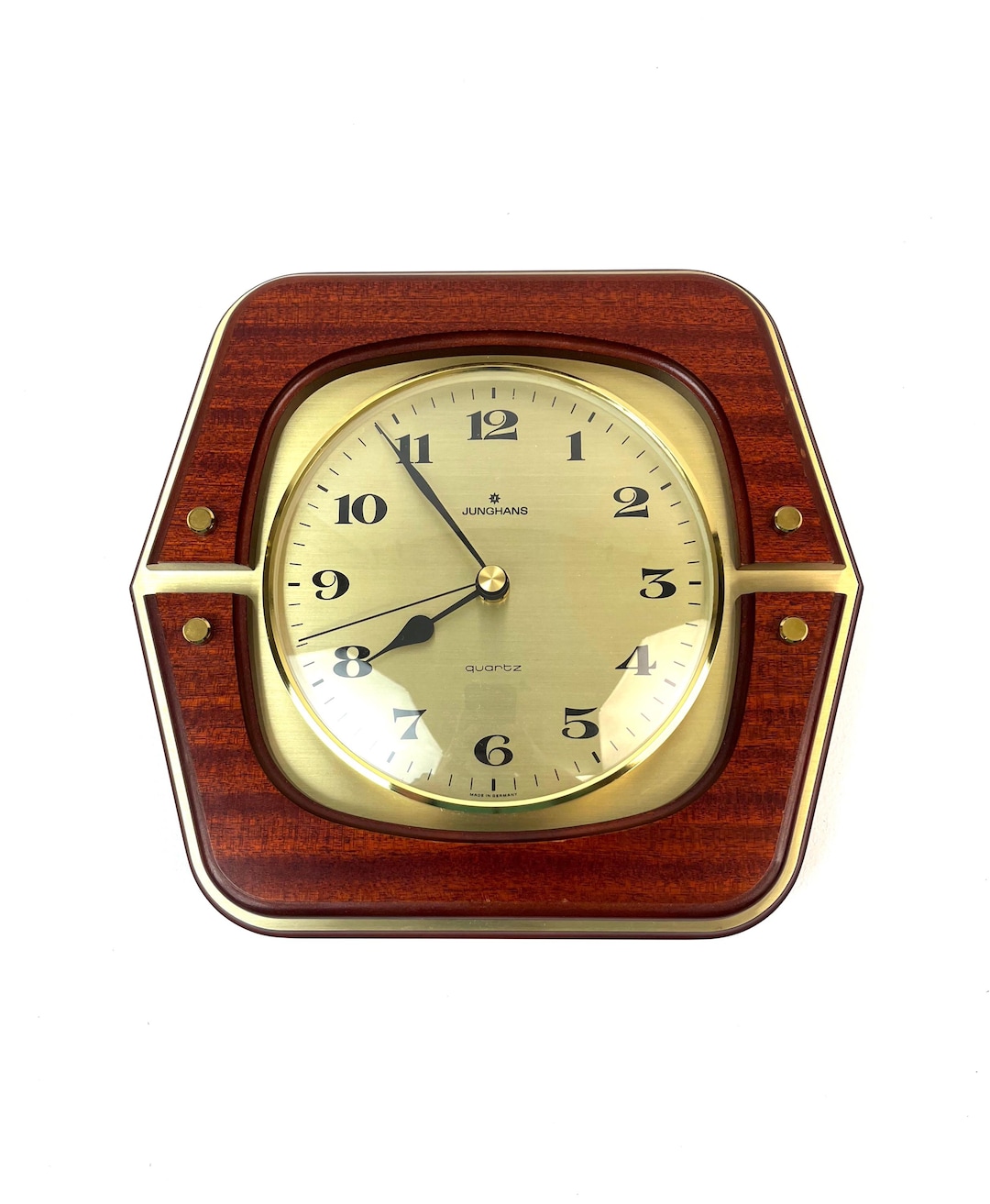 Beautiful Mid Century Danish Modern Teak Brass Wall Clock by Junghans ...