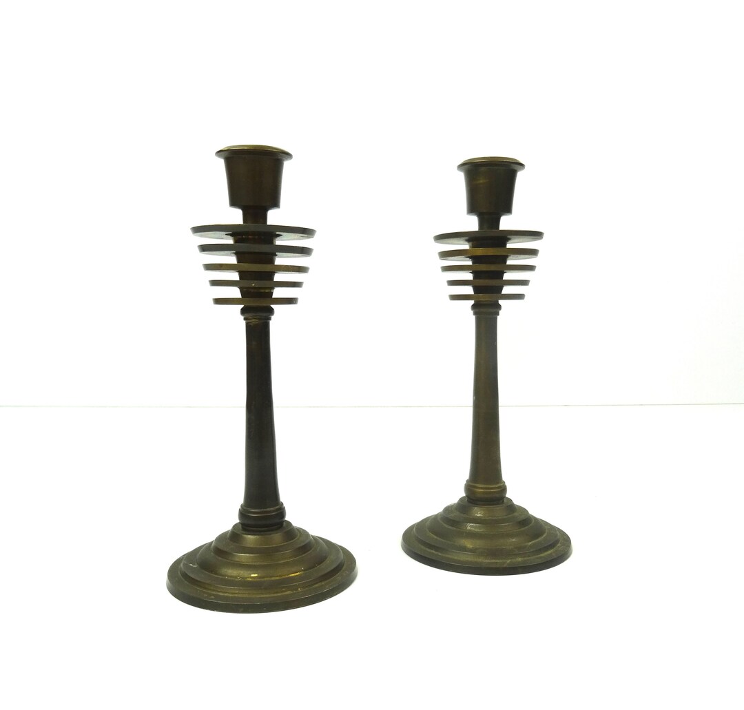 Rare Art Deco Pair of Candlesticks Bauhaus Machine Age - Etsy