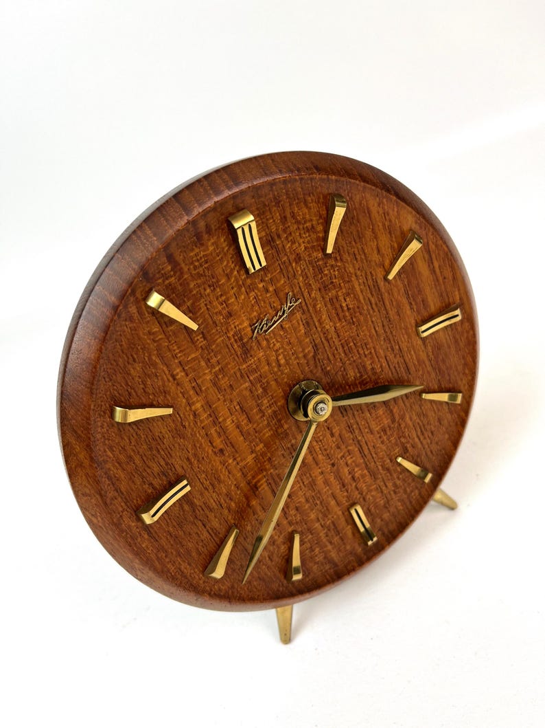 Beautiful Mid Century Danish Modern Teak and Brass Desk Clock by ...