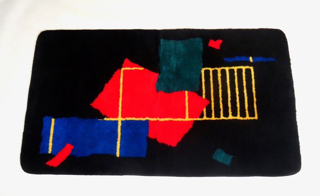 Original 80s Postmodern Red Black Memphis Age Pop Art Carpet Rug - Etsy