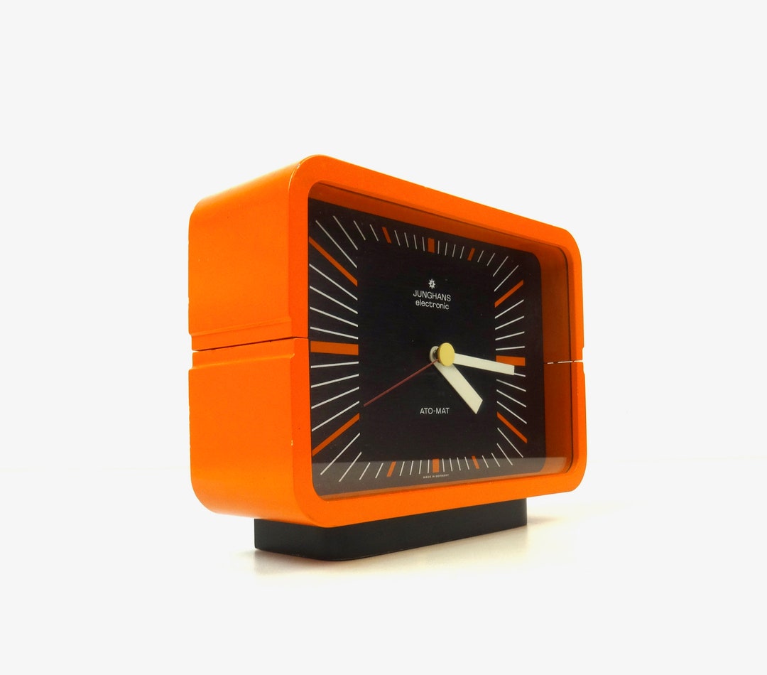 Stunning 70s Orange Space Age Desk Clock Colani Age by Junghans Ato Mat ...