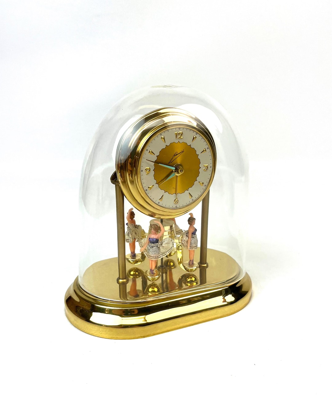 Rare Mid Century Ballerina Pendulum Wind up Desk Clock by Schmid NOS in ...