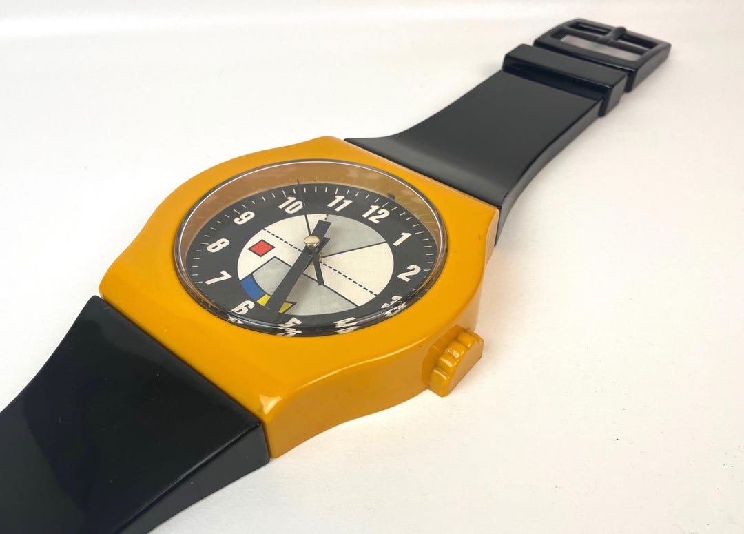 Rare Stunning Postmodern 80s XL Memphis Age Wall Clock in Wrist Watch ...