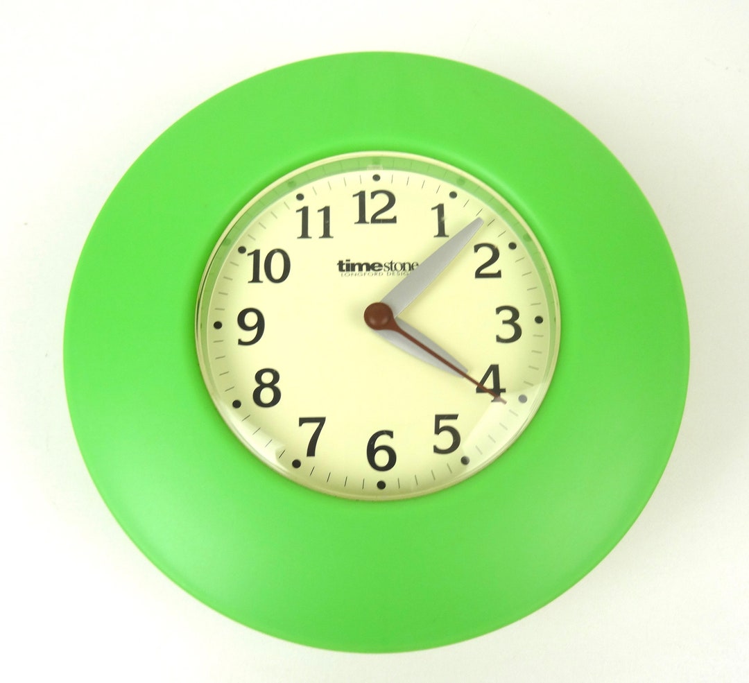 Postmodern 80s Memphis Age Pop Art Green Wall Clock by Timestone ...