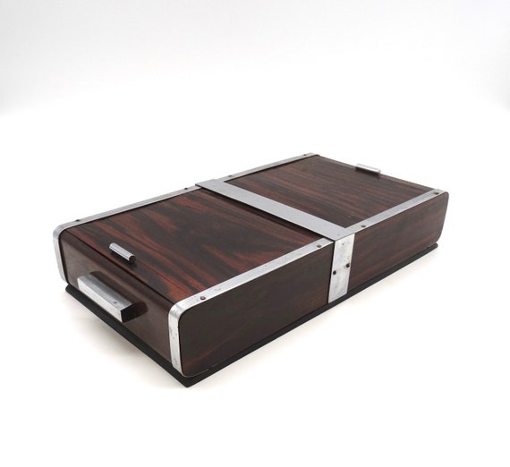 Rare Bauhaus Art Deco double roll top jewelry box 1930 - Gem