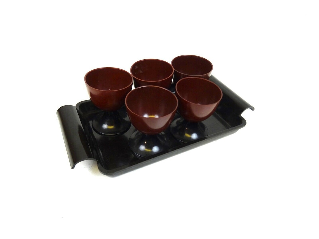 Rare Art Deco Bakelite Red and Black Egg Cups on Tray Germany 1925 - Etsy