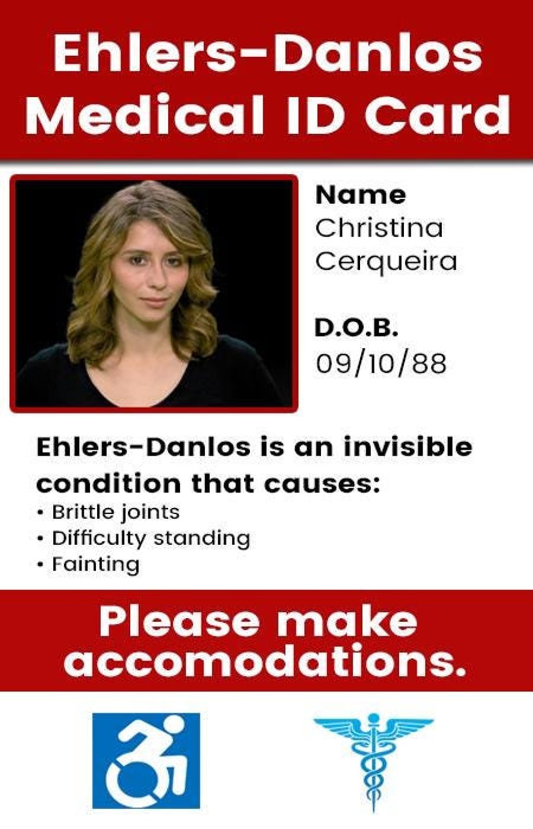 Ehlers Danlos Medical ID Card - Etsy
