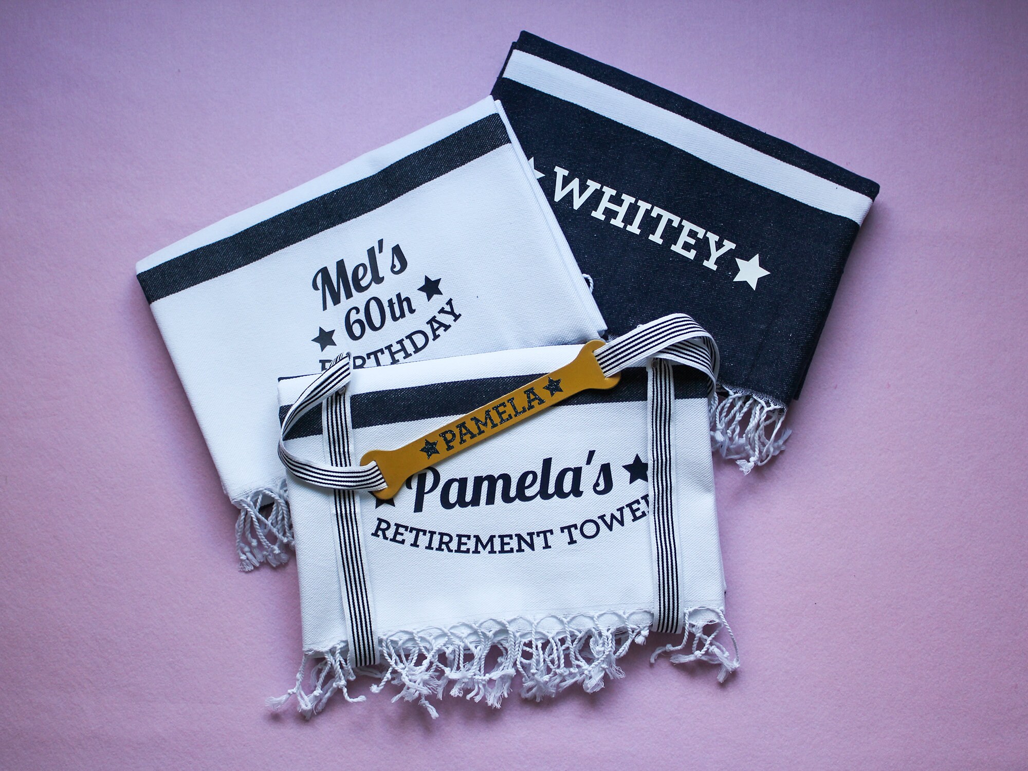 Personalised Beach Towel and Carrier Strap | Soft Cotton Towel Gift ...