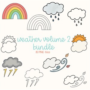 Weather Clipart Bundle Weather Stamps Weather Doodles - Etsy