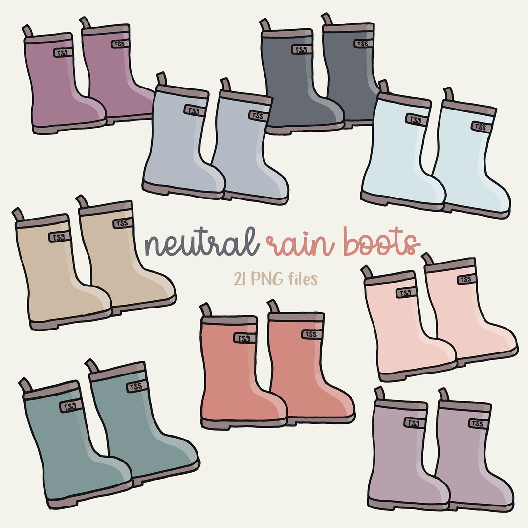 Rain Boots Clipart, Neutral Colors Rain Boots, Rain Boots Graphics ...