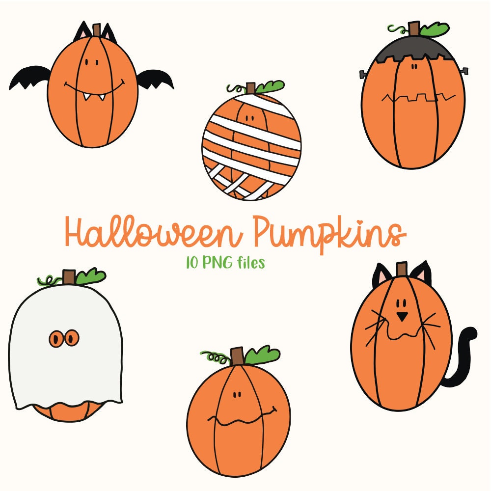 Halloween Pumpkin Clipart, Holiday Clipart, Fall Clipart, Ghost Clipart ...