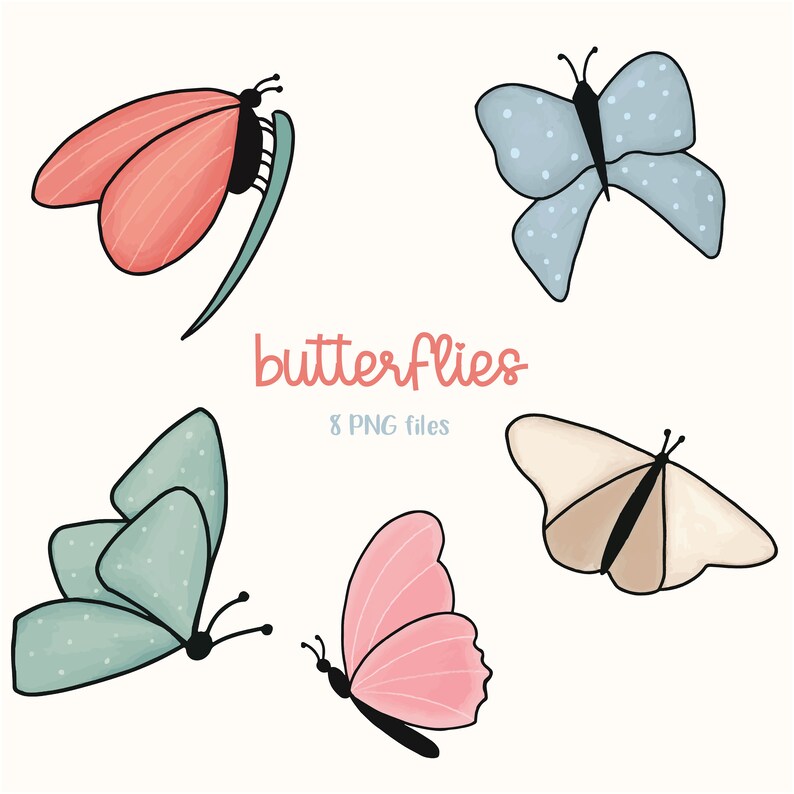 Butterflies Bundle Clipart, Butterfly Graphics, Bugs Clipart ...