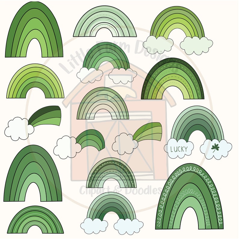 St. Patrick's Day Clipart, Green Rainbows Clipart, St. Patrick's ...