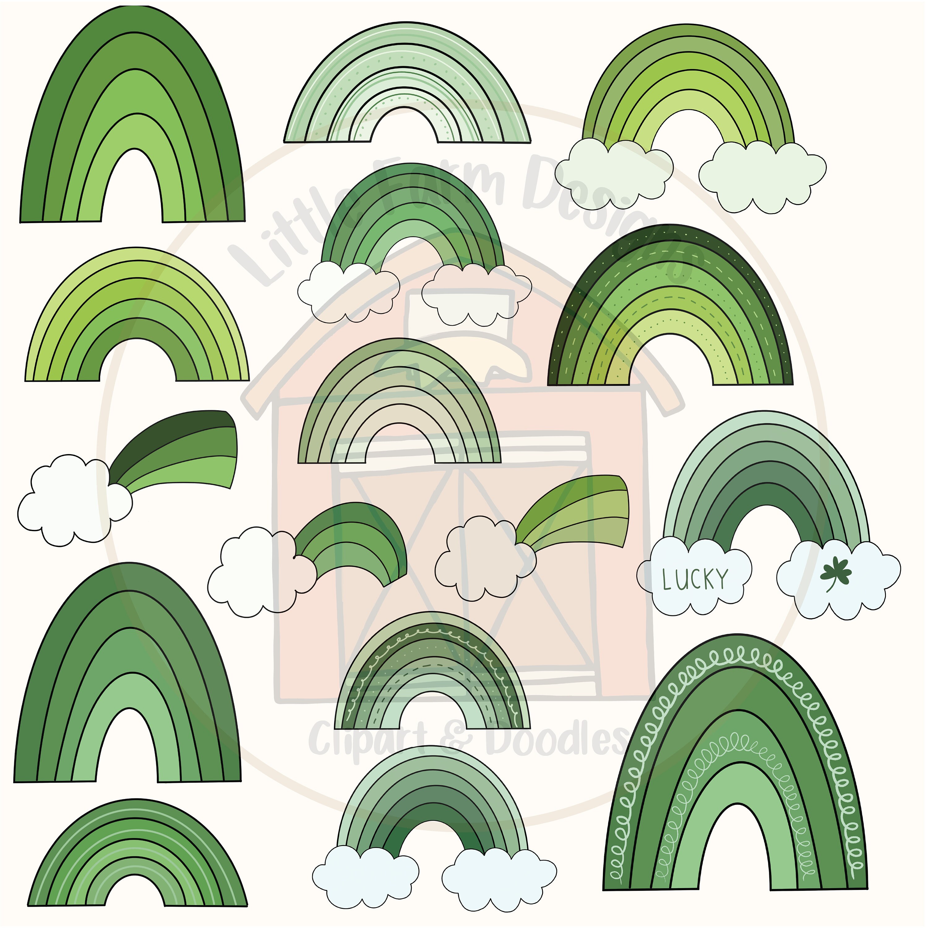 St. Patrick's Day Clipart, Green Rainbows Clipart, St. Patrick's ...
