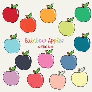 Rainbow Apples Clipart, Fruit Clipart, Clipart for Teachers, Clipart ...