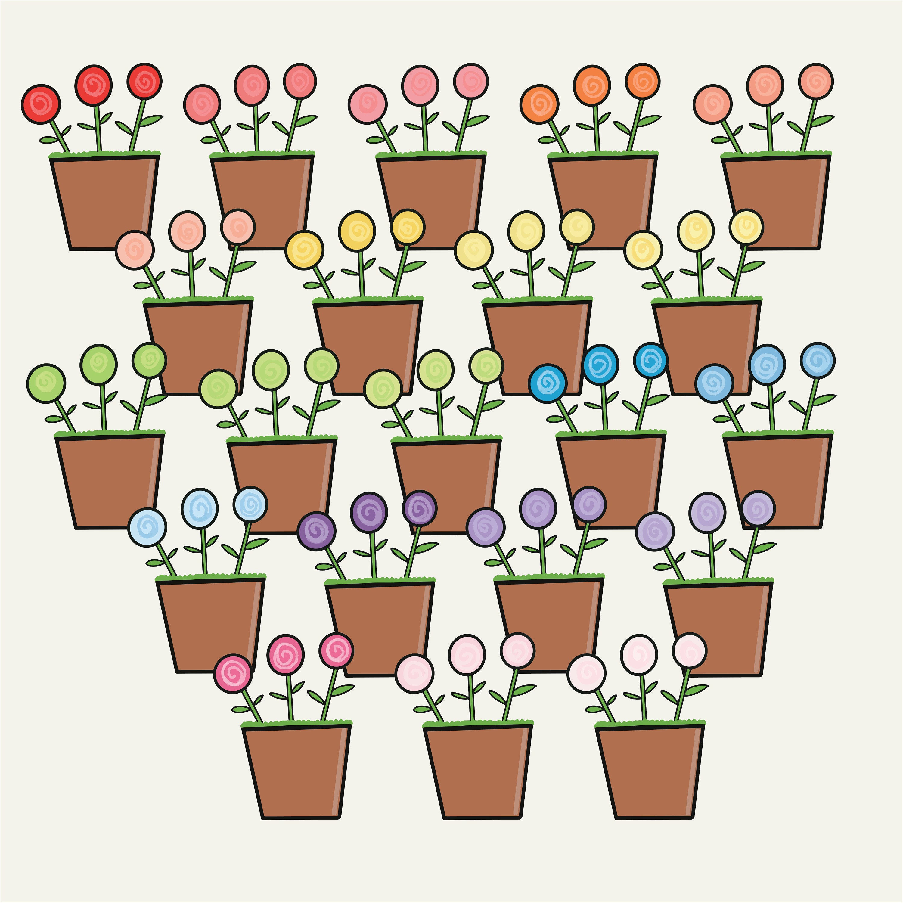 Rainbow Flowers Clipart, Cute Flowers, Spring Clipart, Floral Clipart ...